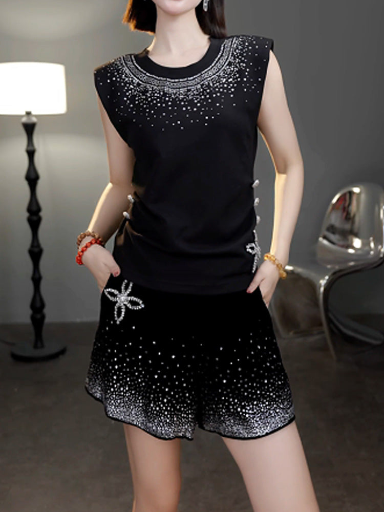 TCH Crystal-Embellished Lace Contrast Tank Top