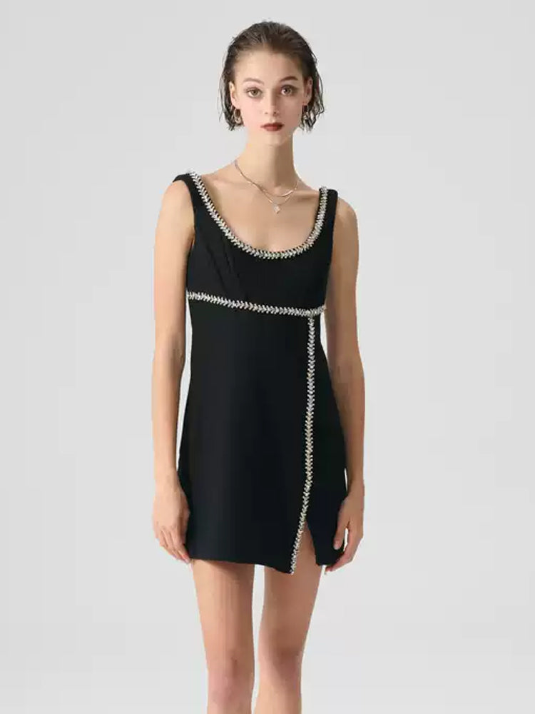 TCH Crystal Embellished Tweed Tank Mini Dress