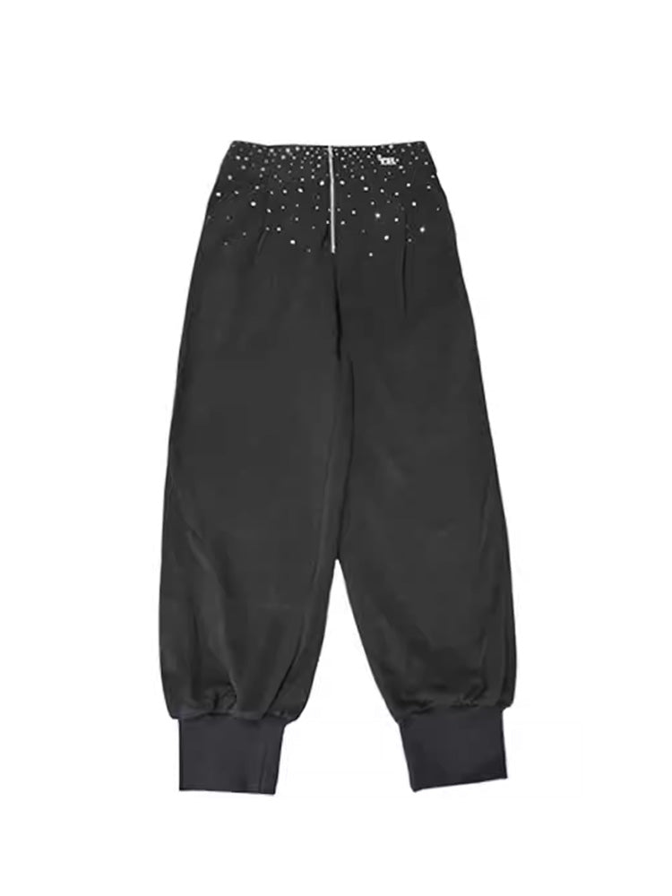 TCH Crystal-Embellished Zipper Loose Jogger